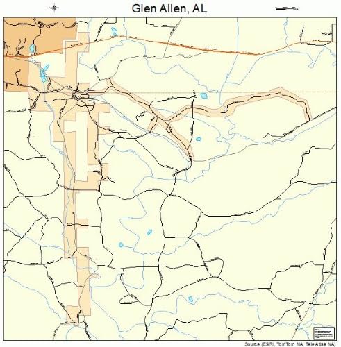 Amazon.com: Large Street & Road Map of Glen Allen, Alabama AL - Printed ...