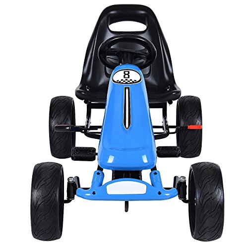Costzon Go Kart, 4 Wheel Powered Ride On Toy, Outdoor Racer Pedal Car ...