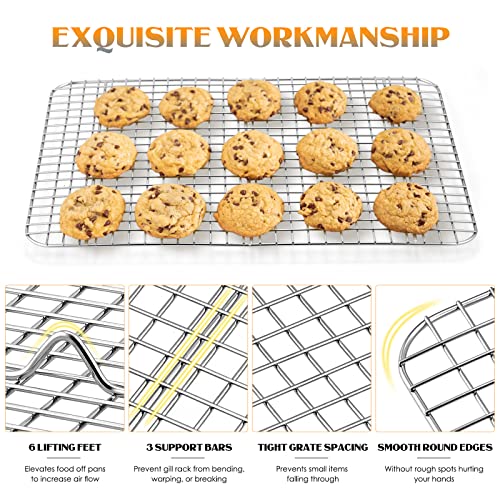 Cooling Rack Set of 2, E-far Stainless Steel Baking Rack for Oven ...