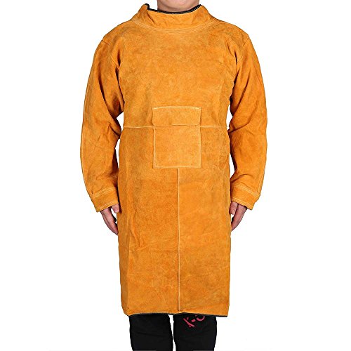 Mufly Leather Welding Apron Anti-flame Cowhide Long Coat Leather ...