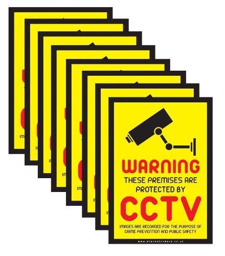 8 x CCTV Warning Security Stickers Signs for Internal or External use ...