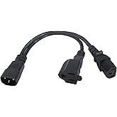 Amazon.com: C14 to C13+NEMA 5-15R Y Splitter Power Plug Cord,Single C14 Male to C13+Nema 5-15R ...