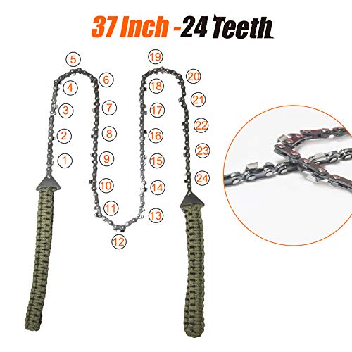 Pocket Chainsaw,36 Inch 24 Teeth Long Hand Saw Chain With Paracord ...