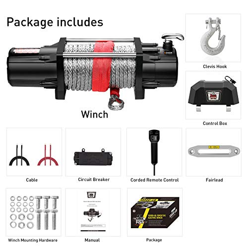 ZEAK 13000 lb. Premium Electric Winch 12V Waterproof Synthetic Rope - The Best Winch