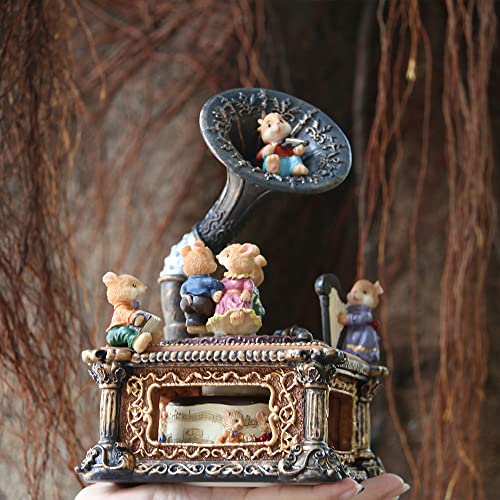 LOVE FOR YOU Gift Wrapped Music Box Vintage Mouse Record Player Musical ...