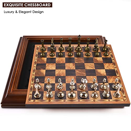 AMEROUS 14 Inches Wooden Chess Set With Metal Chess Pieces / 2.5'' King ...