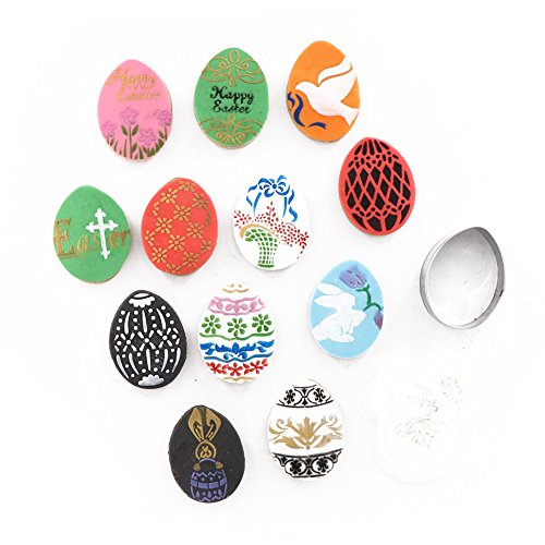 BoFUN Easter Egg Cookie Stencil for Royal Icing, 12-Pieces Cookie ...