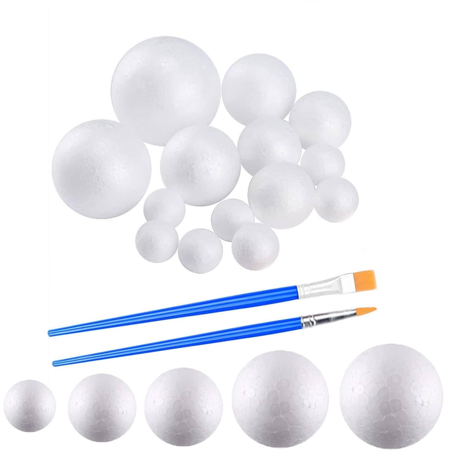 hesmartly 50 Pack Craft Foam Balls,White Polystyrene Smooth Round Balls ...