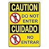 Weatherproof Plastic Vertical OSHA Caution Do Not Enter - No Entrar ...