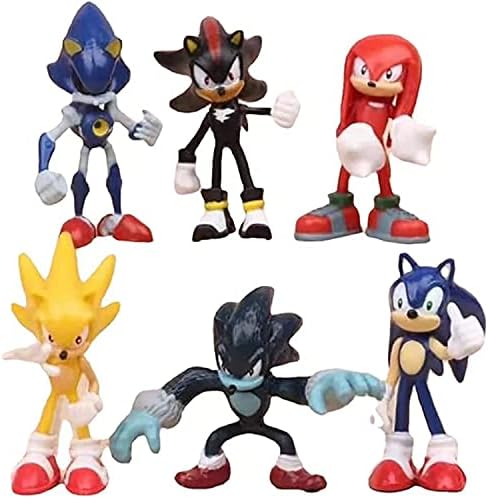 6 Pack Sonic The Hedgehog Action Figures, Sonic Action Figure Set ...