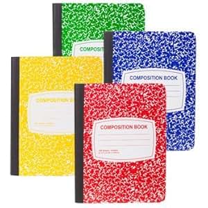 Amazon.com : Colorful Composition Notebooks 4 Pack ( Green, Red, Yellow ...