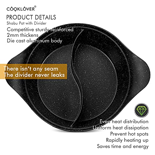 COOKLOVER Shabu Pot with Lid Non-Stick Casserole Induction Shabu Hot ...