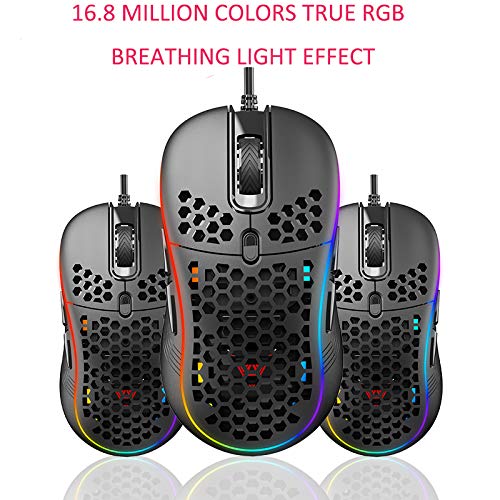 Lighted Mouse High Sensitivity 7200 DPI Wired Honeycomb Mouse Computer ...