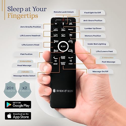 Sven & Son Bliss Series Adjustable Bed Base + 12" Split King, Luxury Cool Gel Memory Foam ...