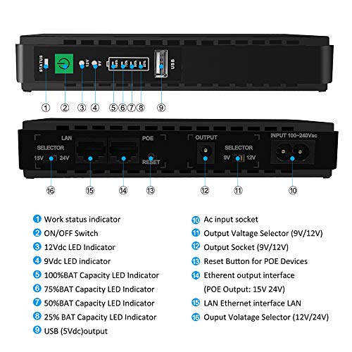 iLEPO Mini UPS Uninterruptable Power Supply System,AC 100V/240V Input ...