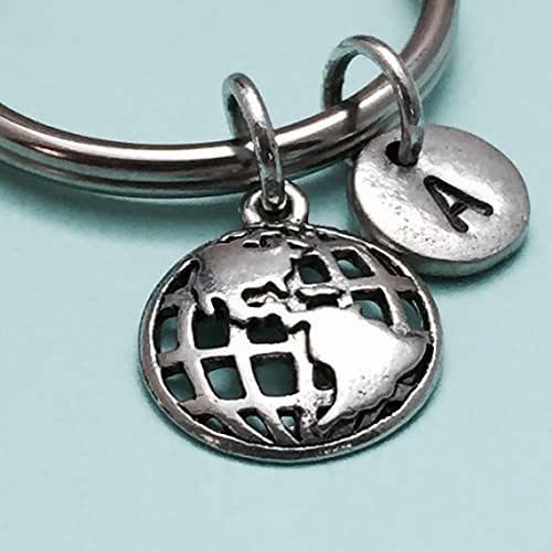 Amazon.com: Earth keychain, earth charm, planet keychain, personalized ...