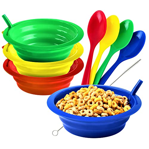 Green Direct Sippy Bowl With Straw and Spoons | 22 Ounce Plastic Cereal ...