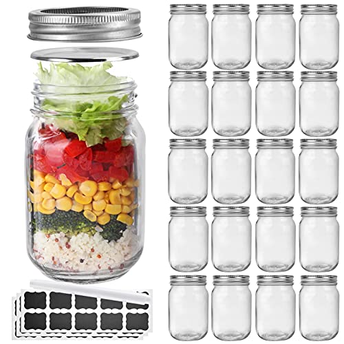 20 Pack Glass Mason Jars, 12 oz Clear Glass Jars with Regular Mouth and ...
