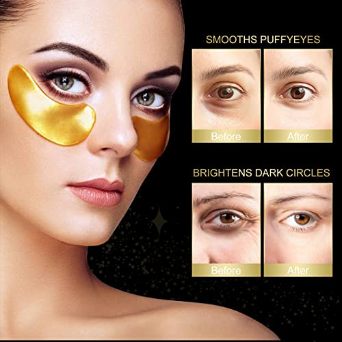 24k Gold Eye Mask,20 PC Gel Pads Collagen Eye Mask Under Eye Patches ...