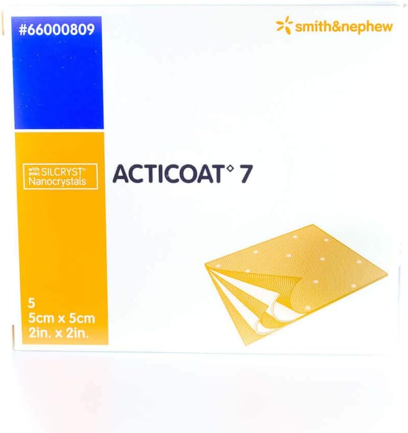 Acticoat 7 Silver-Coated Antimicrobial Barrier Dressing 5cm x5cm (5s ...
