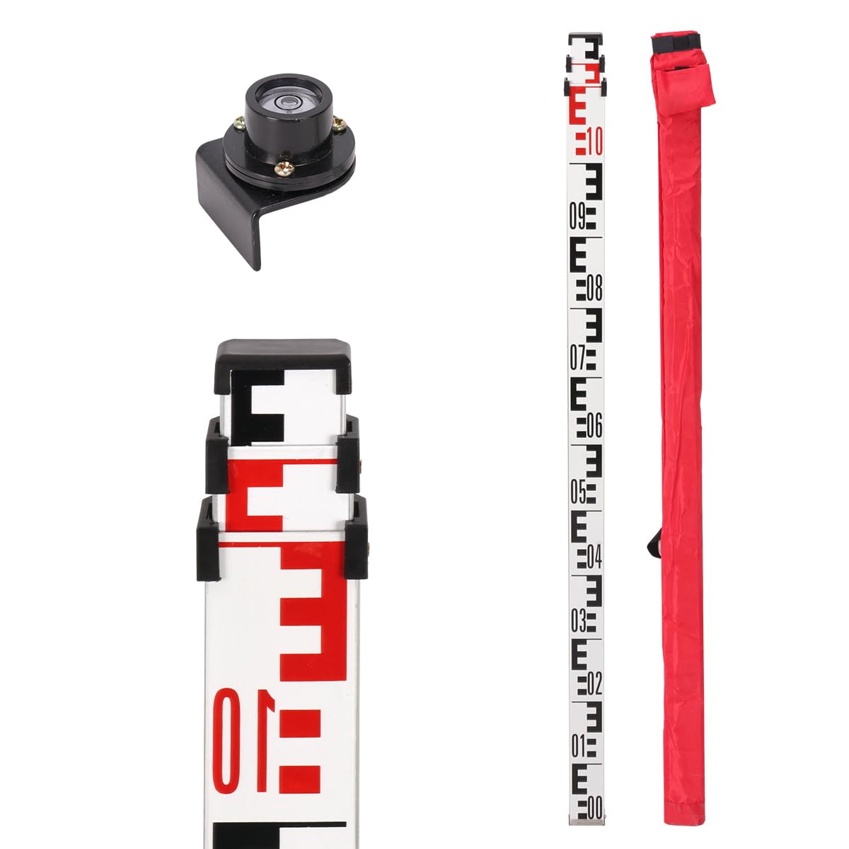 GEOLENI Aluminum Leveling rod Thickness 1mm Print E,With Carrying Bags ...