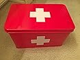 Amazon.com: Present Time Red with White Cross Metal Medicine Storage ...