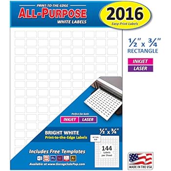 Amazon.com : Pack of 2016, 1/2" x 3/4" White Rectangle Labels, 8 1/2 x ...