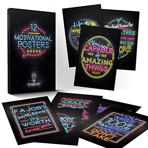 12 Motivational Posters - Neon Sign Style Wall Art - Decorate your ...