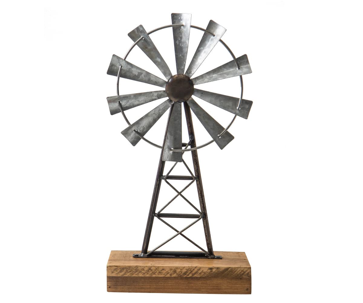TenFuju Farmhouse Windmill Table Top Decor Metal Galvanized Vintage ...