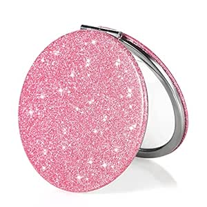 Amazon.com: Dynippy Compact Mirror Glitter Pu Leather Makeup Mirror for ...