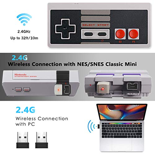 KJ-KayJI NES Wireless Controller 2 Pack, Rechargeable NES Classic ...