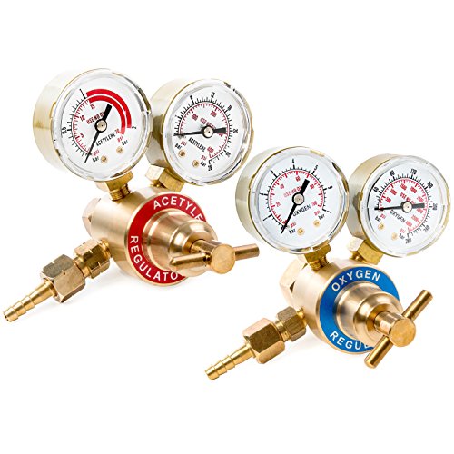 Biltek Dual Gauge Oxygen & Acetylene Solid Brass Regulator for Welding ...