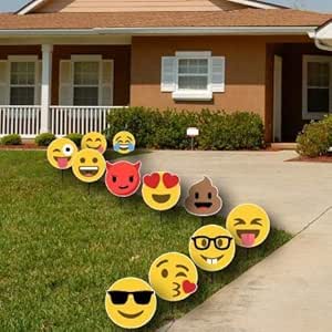 Amazon.com : VictoryStore Emoji Party Supplies: Emoji Yard Signs ...