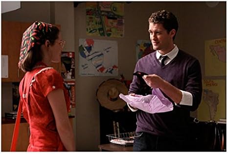 Glee Matthew Morrison as Mr. Schuester opening gift with Sarah Drew aas ...