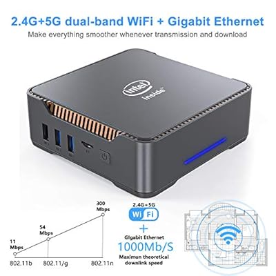 Mini PC, Intel Celeron J3455 Processor(up to 2.3GHz) Windows 10(64-bit) Mini Desktop Computer ...