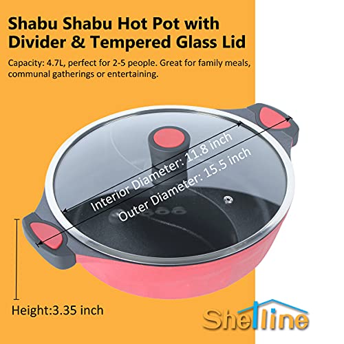 Shabu Shabu Pot, Shelline Yin Yang Hot Pot, 4.4 Quart Die Cast Alum ...