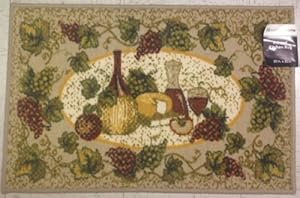 Amazon.com: VINEYARD BEIGE WINE BOTTLES AND GRAPES KITCHEN RUG NON SKID ...