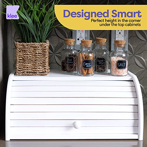 KLEE Natural Bamboo Bread Box in Brushed White Finish - Rustic ...