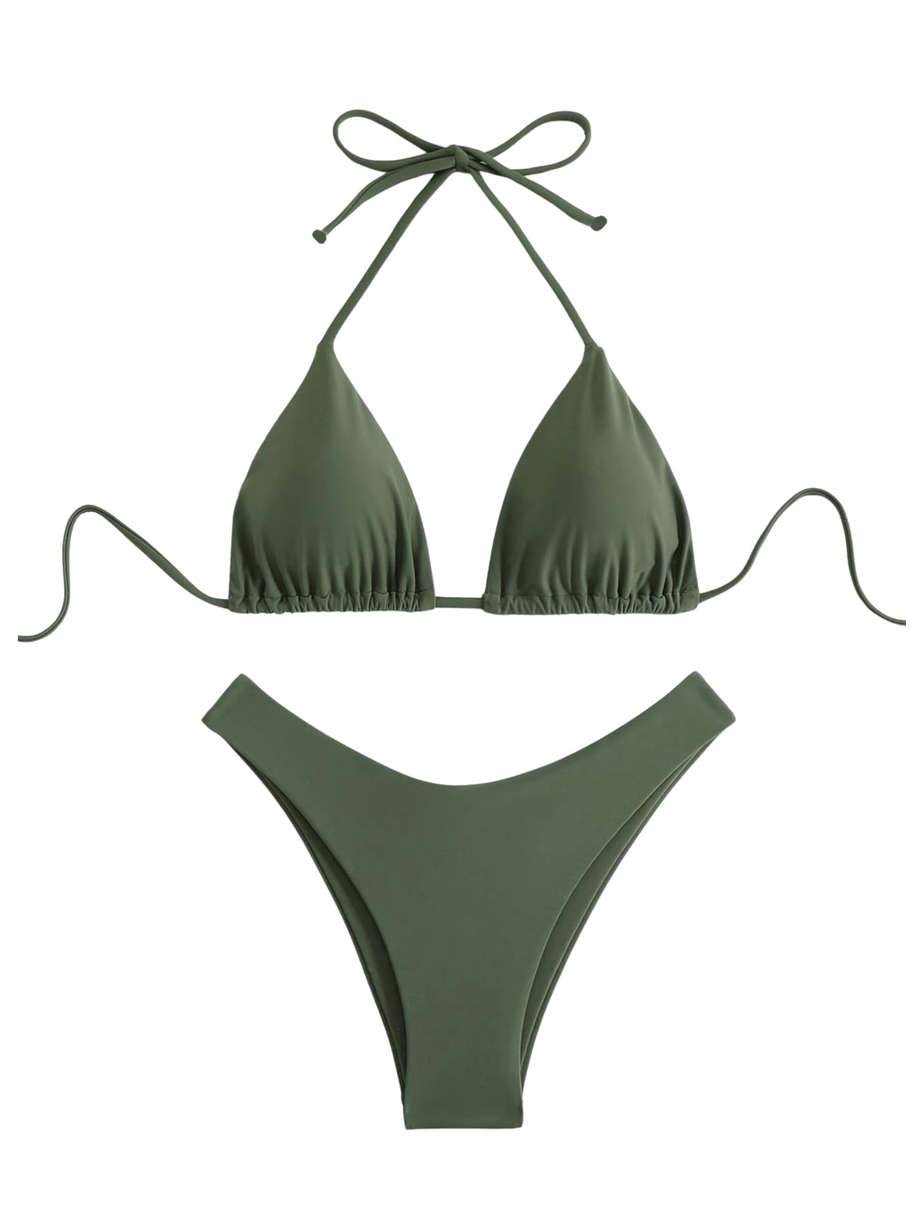 GORGLITTER Women's High Waisted Thong Bikini Set Halter Triangle Tie ...