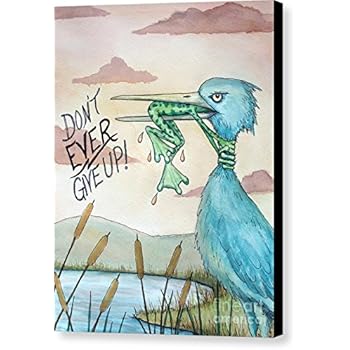Amazon.com: CafePress - Never Give Up! Frog Choking Bird - 16"x20 ...