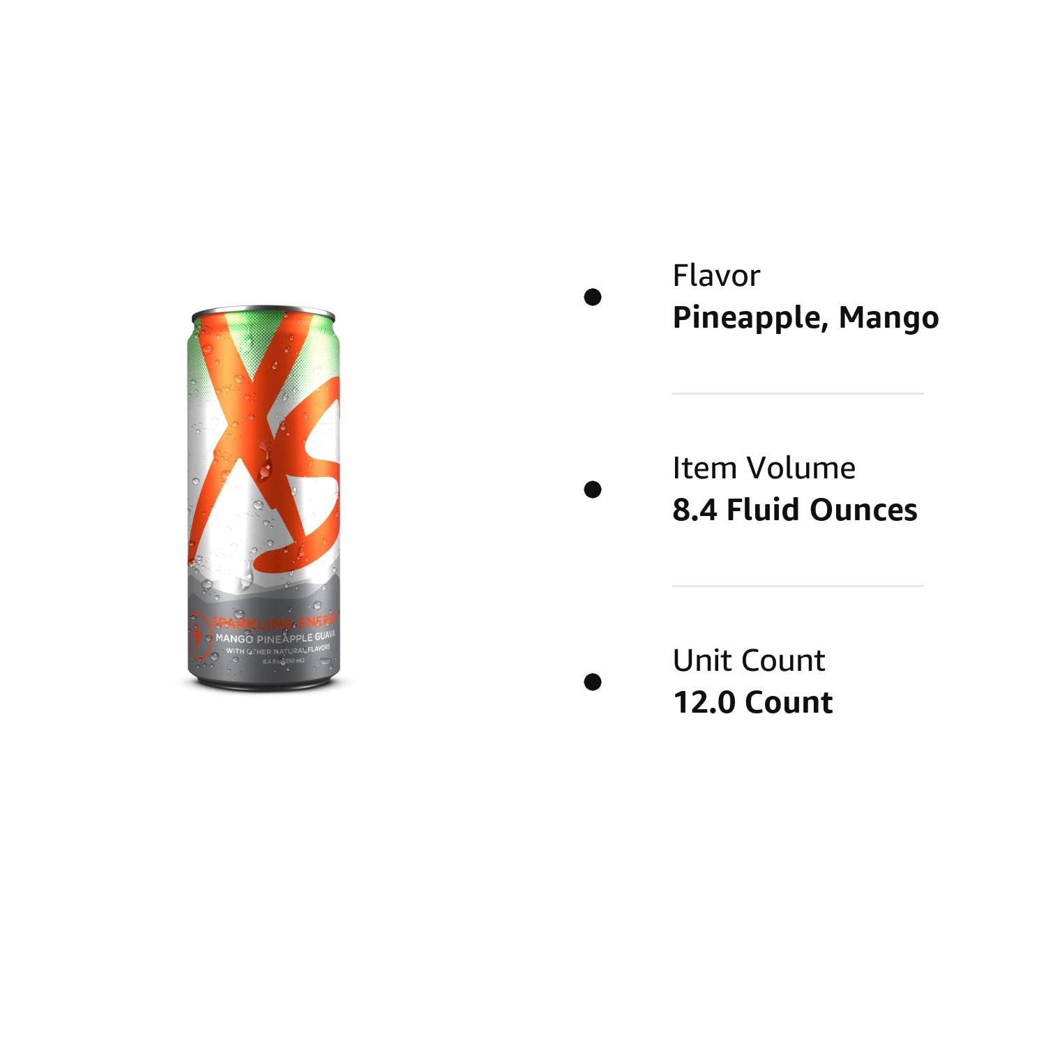 Mua Xs Sparkling Juiced Energy Mango Pineapple Guava, 12 Pack,7.33 lbs ...