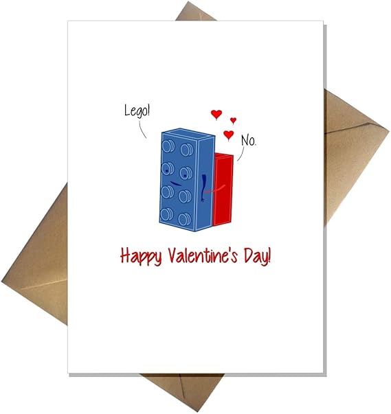Funny Cute Valentines Day Card - Lego, No! Funny Cheesy Pun Cards ...