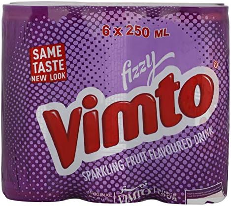 Vimto Fizzy Sparkling Fruit Flavoured Drink Can, 250 ml, 6 Pieces ...