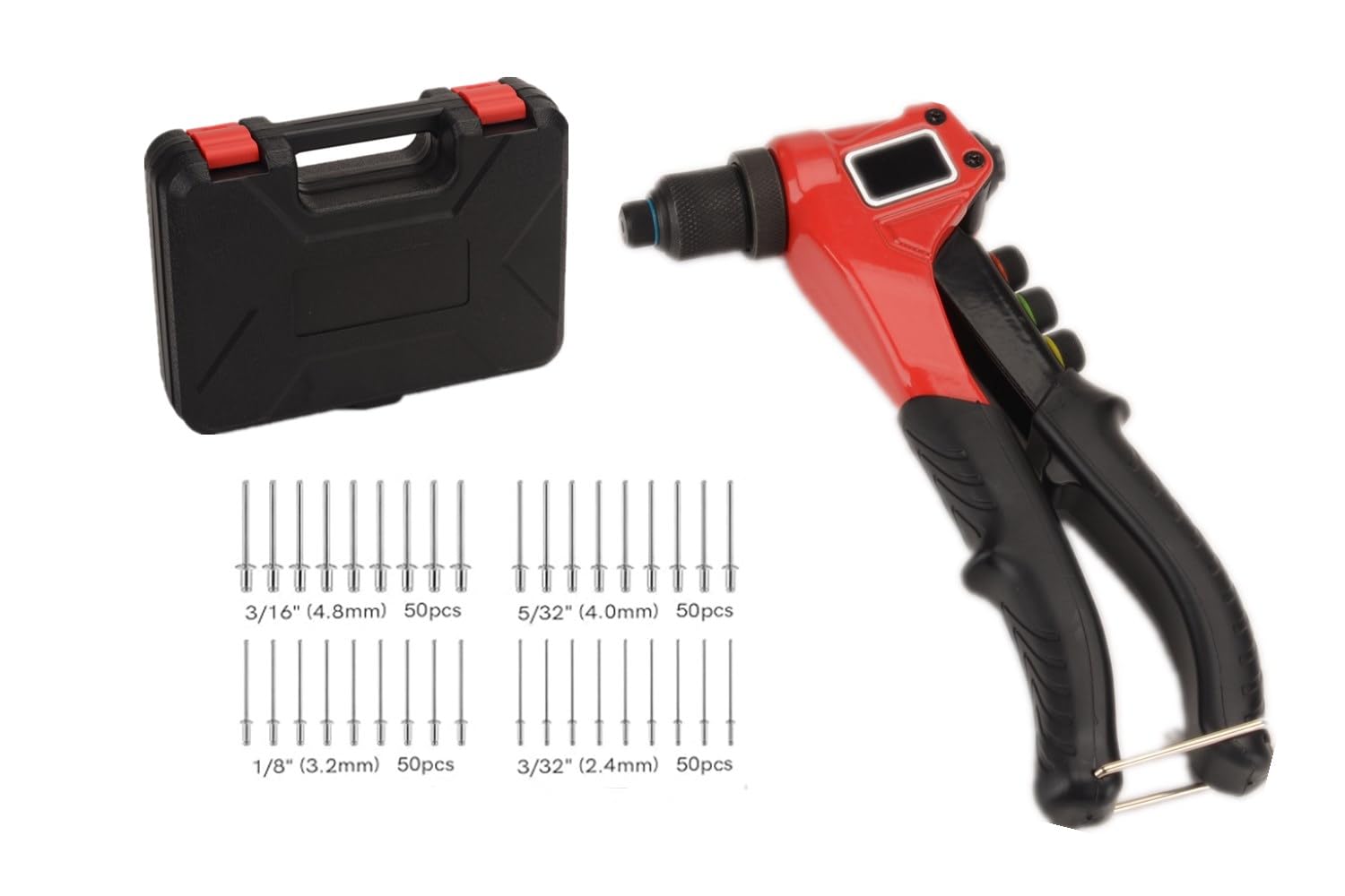 FLZOSPER Heavy Duty Rivet Gun with 200Pcs Aluminum Blind Rivets ...