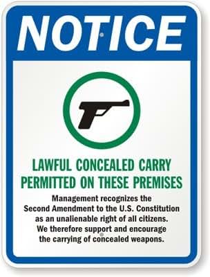 Notice: Lawful Concealed Carry Permitted On These Premises (with ...