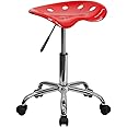 Amazon.com: Flash Furniture Taylor Vibrant Red Tractor Seat and Chrome ...