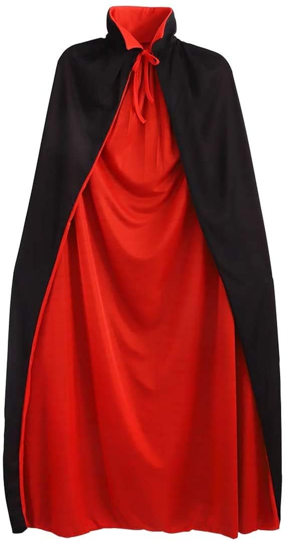 Buy Partysanthe Vampire Cloak Cape Robe Stand up Collar Red Black ...