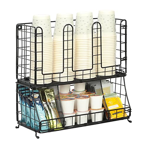 Countertop & Wall Mounted Coffee Condiment Organizer with 2 Removable ...
