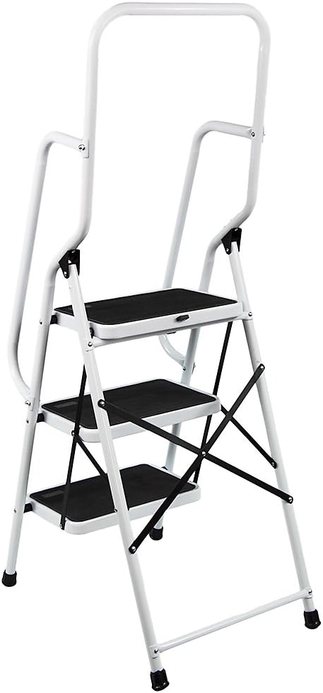 Home Vida 3 Step Ladder With Safety Handrail Foldable Safety Non Slip ...