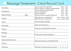 Massage Client Record Card - Pack of 100: Amazon.co.uk: Office Products